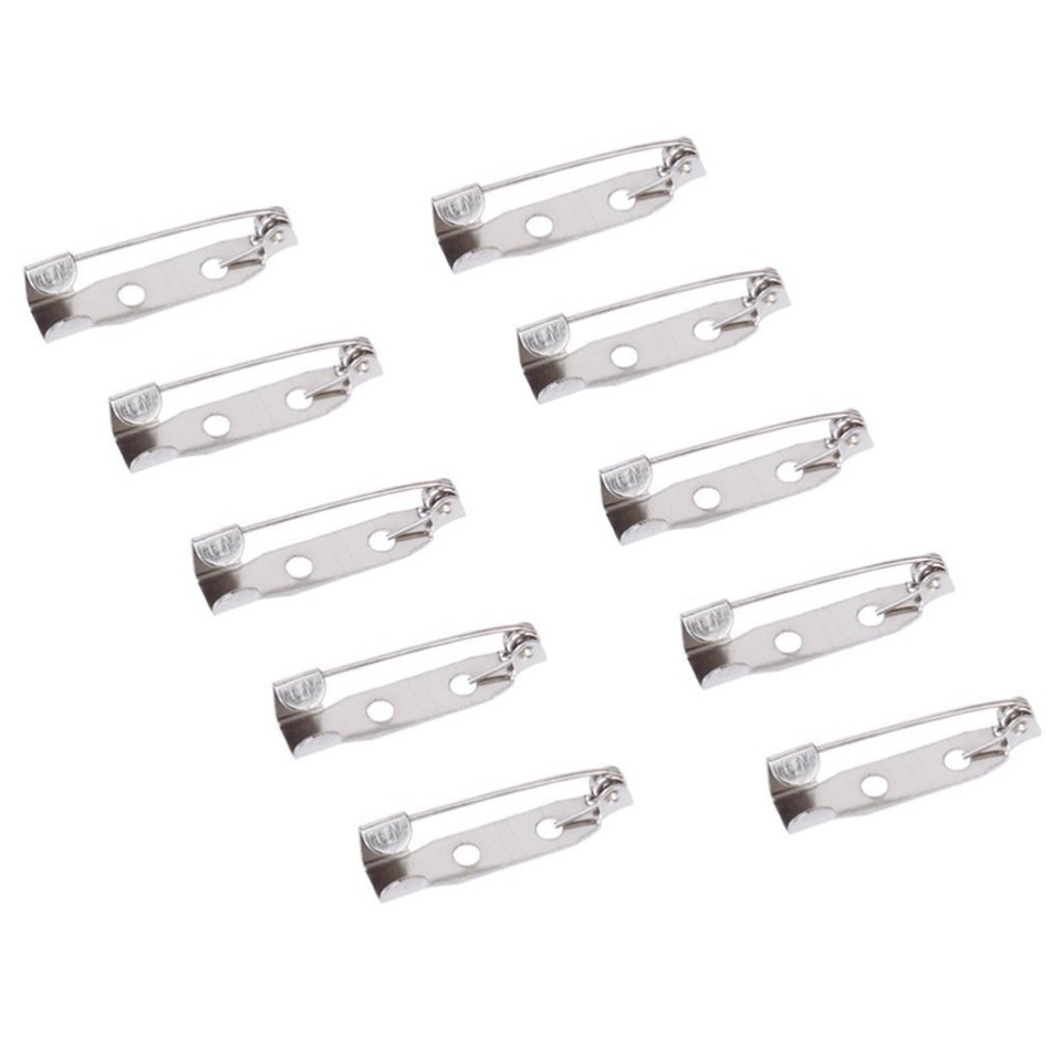50pcs 20mm Stainless Steel Back Safety Catch Bar Brooch (Silver) Pin ...