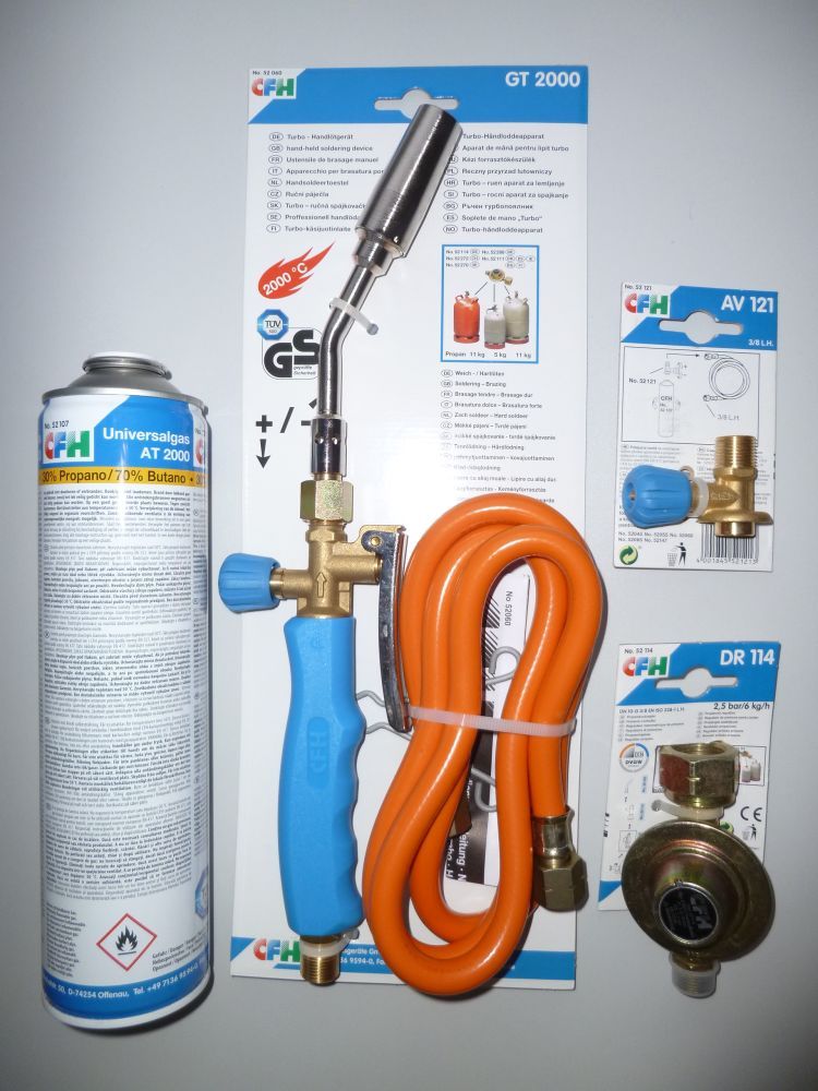 CFH TURBO HANDLÖTGERÄT GT 2000+Druckregler DR 114+Gas AT2000 ...