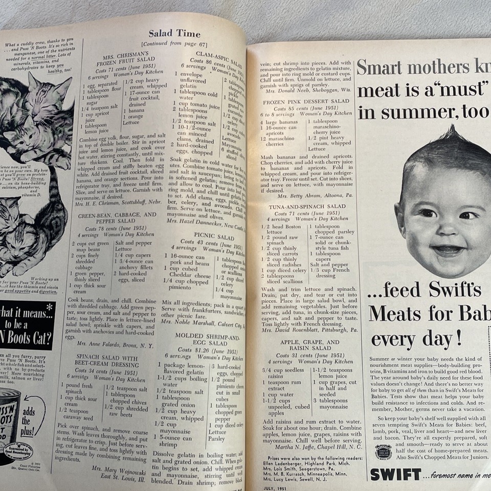 Vintage Woman's Day Magazines Lot of 2 '51 & '54 Junk Journaling or ...