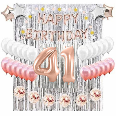 41st Birthday Complete Rose Gold & Silver Balloon Party Decoration ...