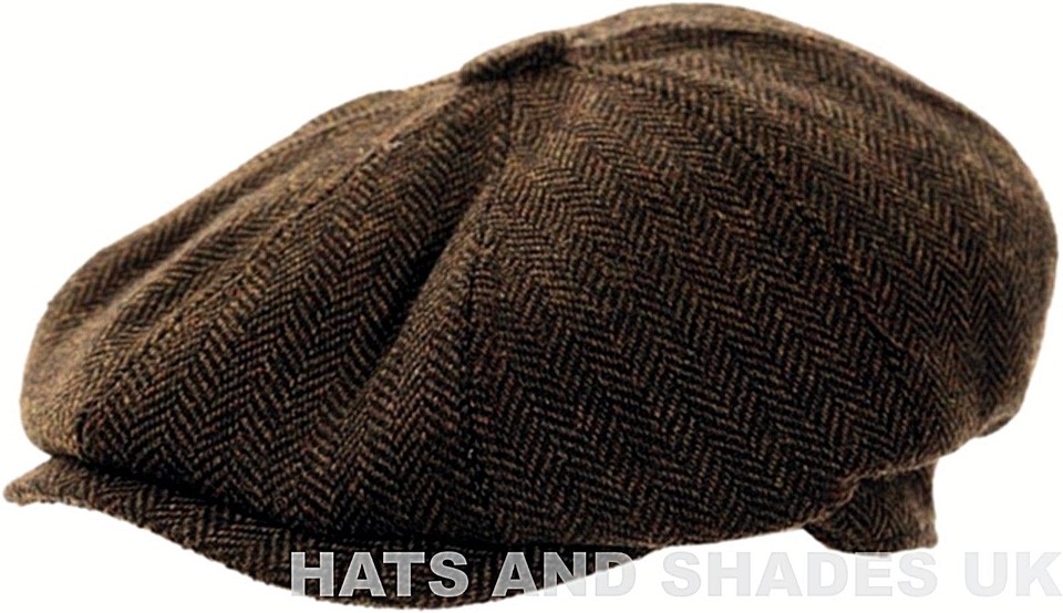 Peaky Blinders Newsboy Hat Gatsby Cap Flat Tweed herringbone 8 Panel ...