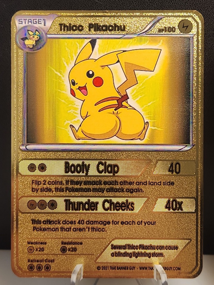 Thicc Charizard & Thicc Pikachu Collectible Metal Card For Display Only ...