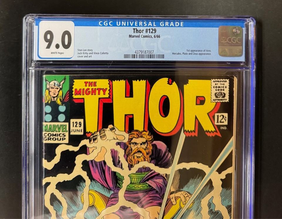 THOR # 129 CGC 9.0 1st App Ares Zeus/Hercules (NEW CGC Case) EXCEL ...