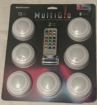 7 Pack Of Merkury Innovations MultiGlow LED Color + White Ambient ...