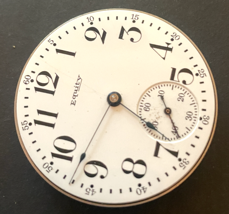 Antique 1914 Waltham Equity Pocket Watch Movement Running Ticks 17s 7j ...