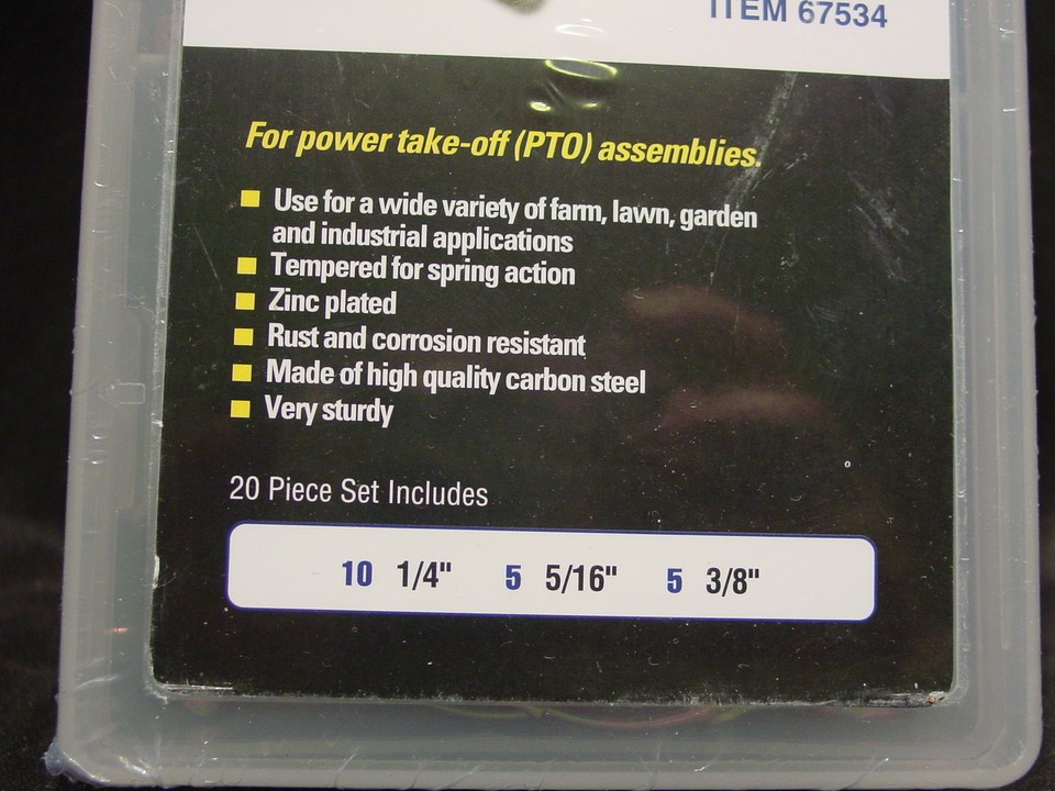 20 PC PTO POWER TAKE OFF PIN ASSORTMENT KIT SPRING ACTION PINS TRAILER ...