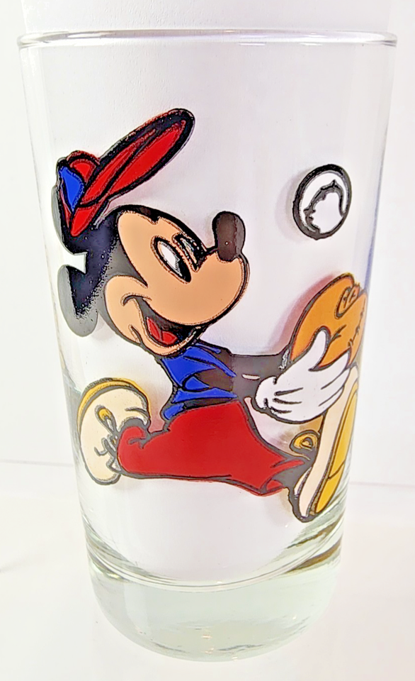 MICKEY MOUSE Baseball MINI MOUSE Cheerleader Drinking Glass Disney 4.5 ...