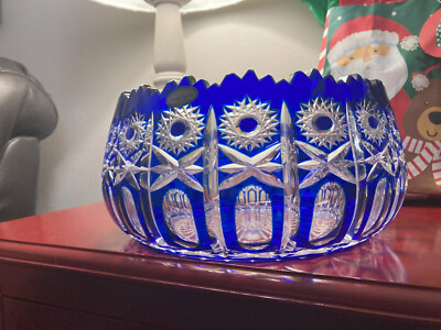 Bohemian Czech Cobalt Blue Crystal Bowl | eBay