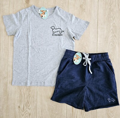 Peter Alexander Kids Penny Grey T-shirt and Navy Shorts Pj Set Size 8 ...