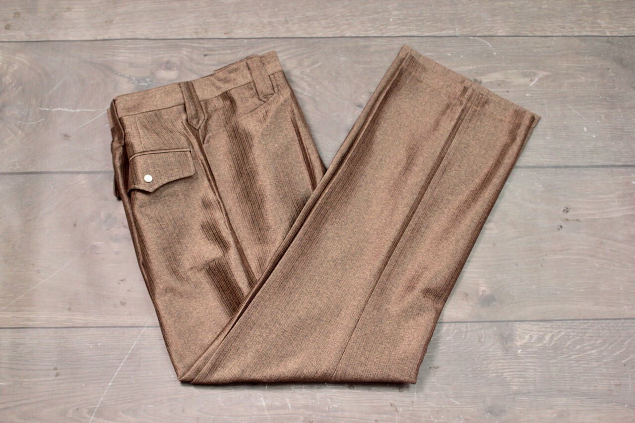 Men's VTG 1970s Light Brown Western Polyester Slacks … - Gem