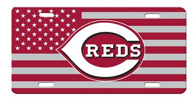 Cincinnati Reds American Flag High Gloss Aluminum License Plate | eBay