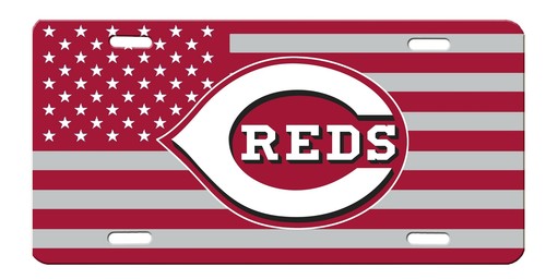 Cincinnati Reds American Flag High Gloss Aluminum License Plate | eBay
