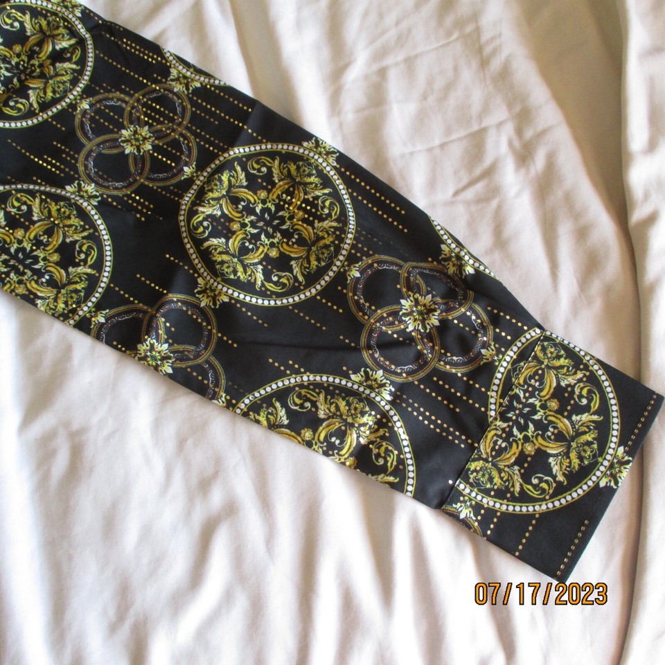 PLATINI Elegant BLACK Gold Metallic Foil SHIRT New LARGE Versacchi Like ...