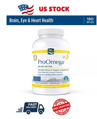 Nordic Naturals ProOmega 650EPA/450DHA 1000mg Lemon Flavor 180 Softgels ...