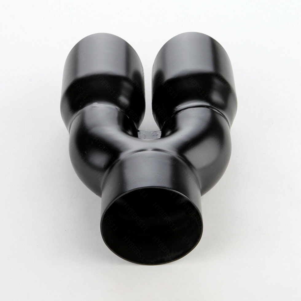 Black Twin 3" Out 3" In 9" Long Exhaust Tips Angle Cut 304 Stainless ...