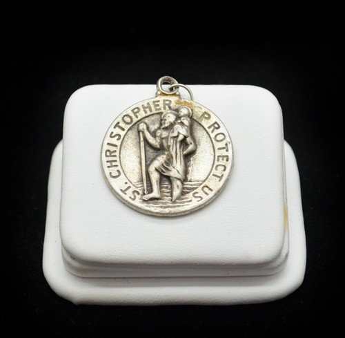 Sterling Silver St. Christopher Protect Us Pendant #FMY997 | eBay