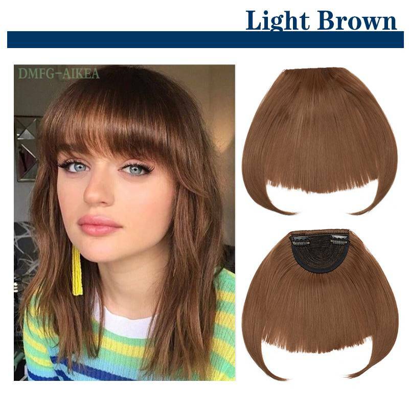 One Piece Fringe Bang Clip In Front Topper Fake Hair Extensions Real as ...