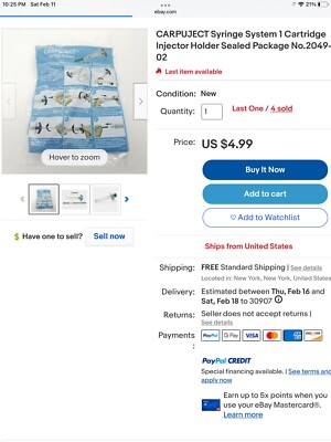 carpuject syringe system, slim -pak, by Hospira, army surplus | eBay