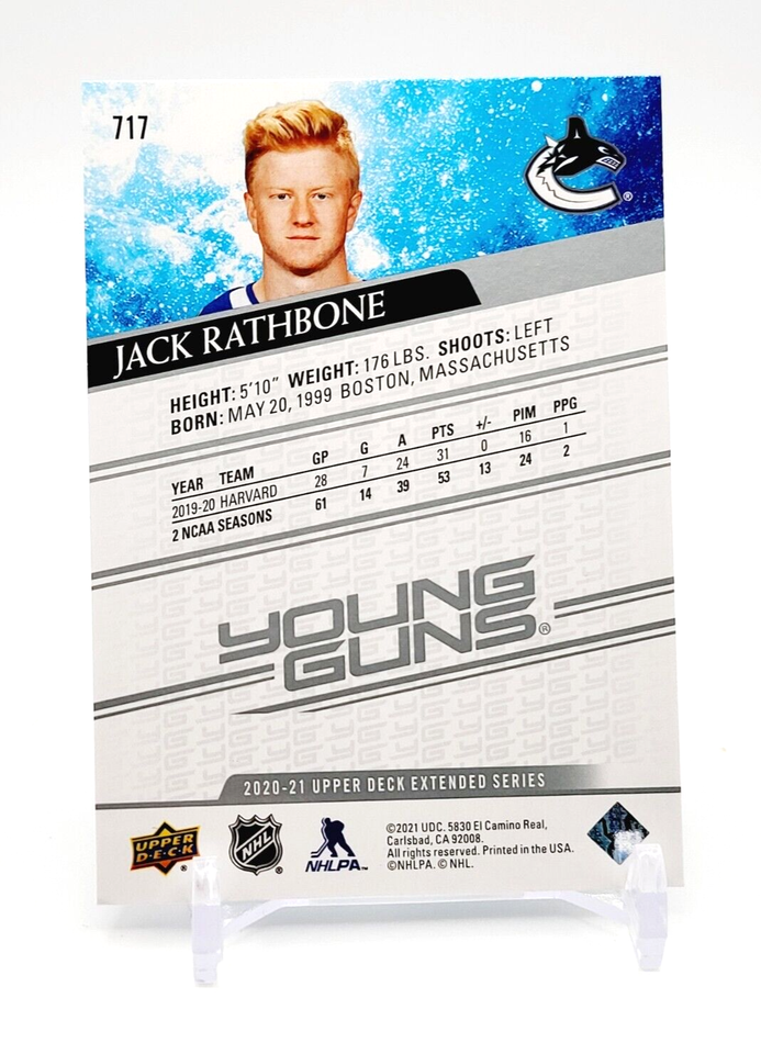 Jack Rathbone "Young Guns" ROOKIE CARD 2020-21 Upper Deck Extended ...