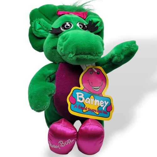 1992 Baby Bop 15" Plush Barney Green Dinosaur Lyons Group Triceratops w ...