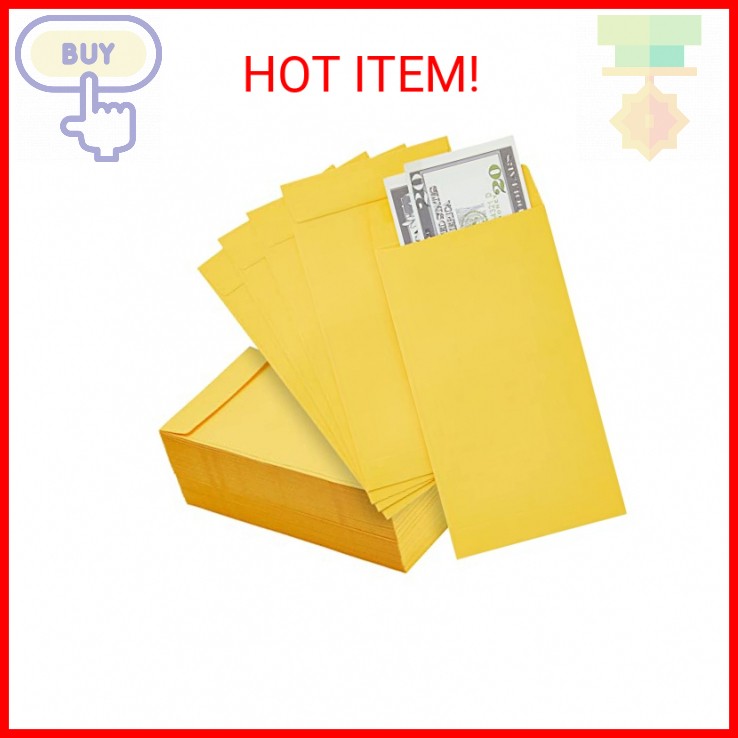 Okuna Outpost 100 Pack Money Envelopes for Cash, Payroll, Money Saving ...