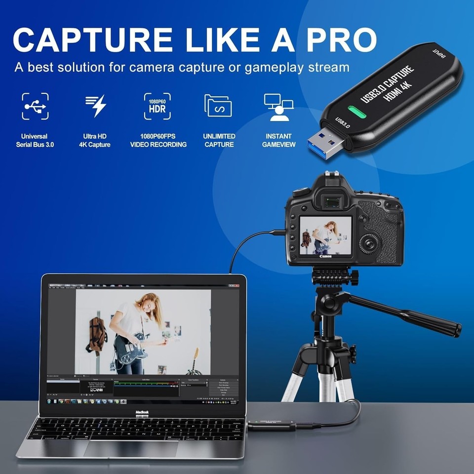 Cam Link 4K, USB 3.0 HDMI Capture Card, External Camera Capture Card ...
