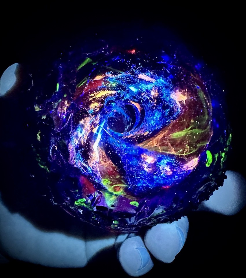 UV Reactive Blown Glass Marble Galaxy Space Toroidal Torus Geometric ...