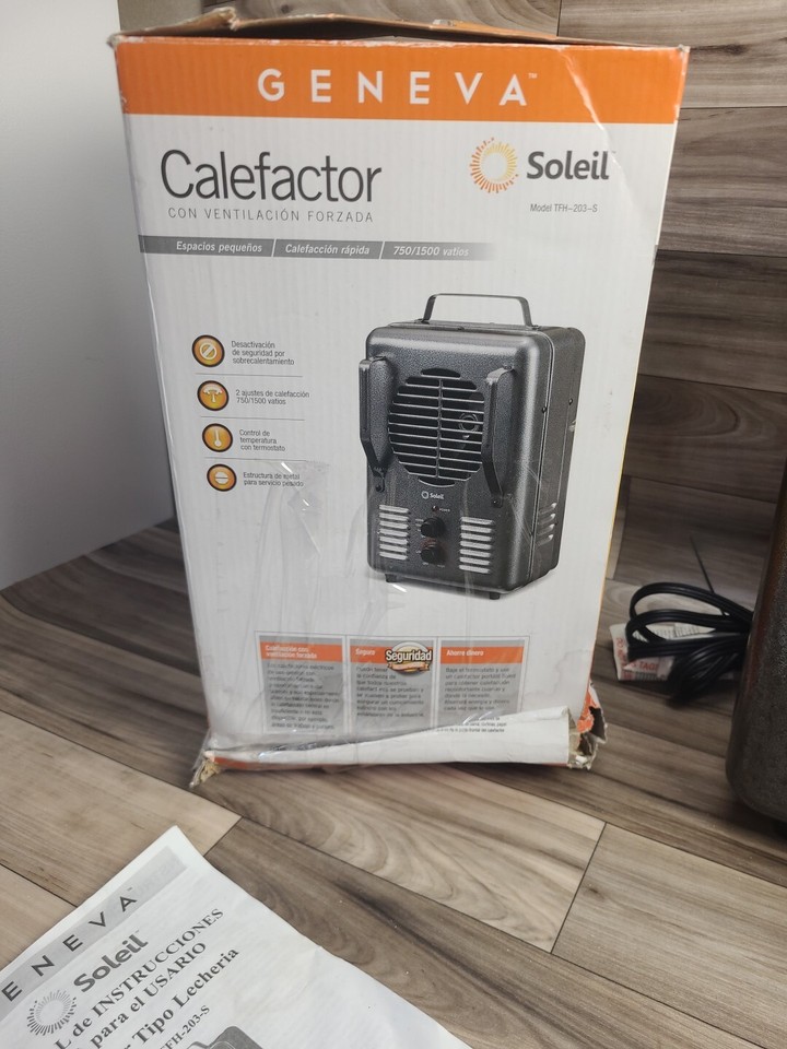 Soleil Intertek 750 / 1500 Watt Electric Utility Space Heater TFH-203-S ...