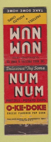 Matchbook Cover - Num Num Potato Chips Pretzels Cleveland OH WEAR | eBay
