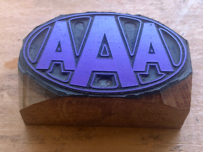 Vintage letterpress PRINTING BLOCK - Triple AAA logo advertisment ...