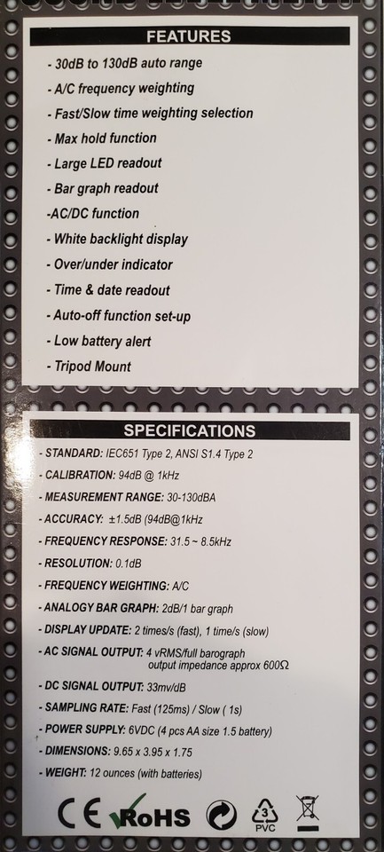 American Recorder Professional Sound Level Meter SPL-8810A | eBay