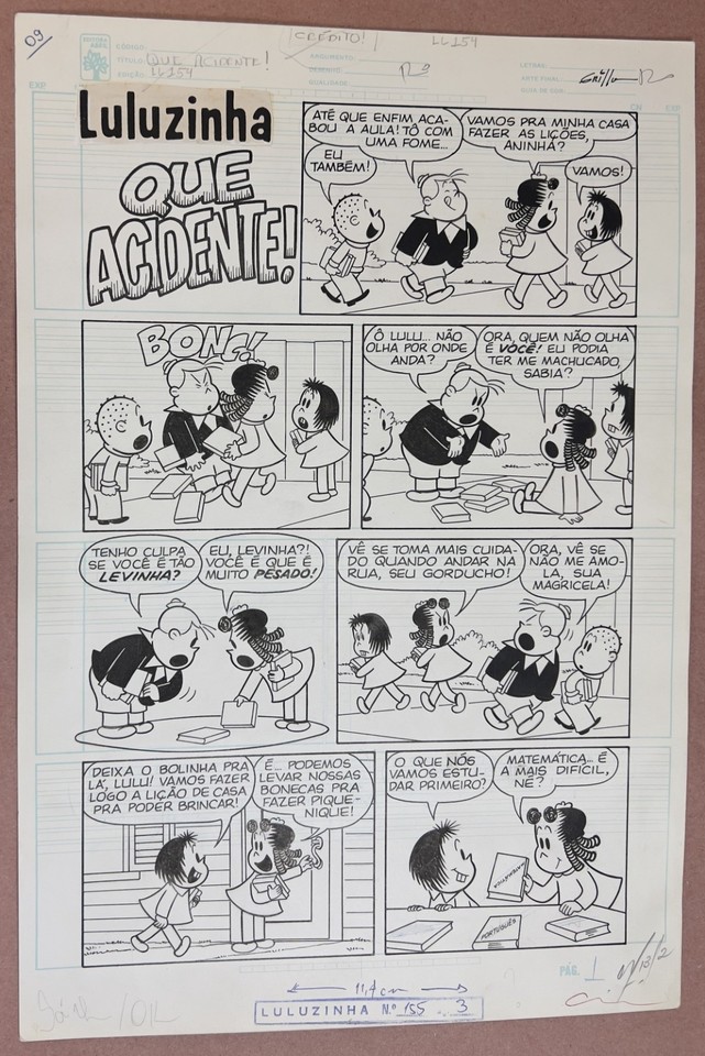LITTLE LULU Original Comic Art Story Group (9) Jaime Diaz Studio Brazil ...