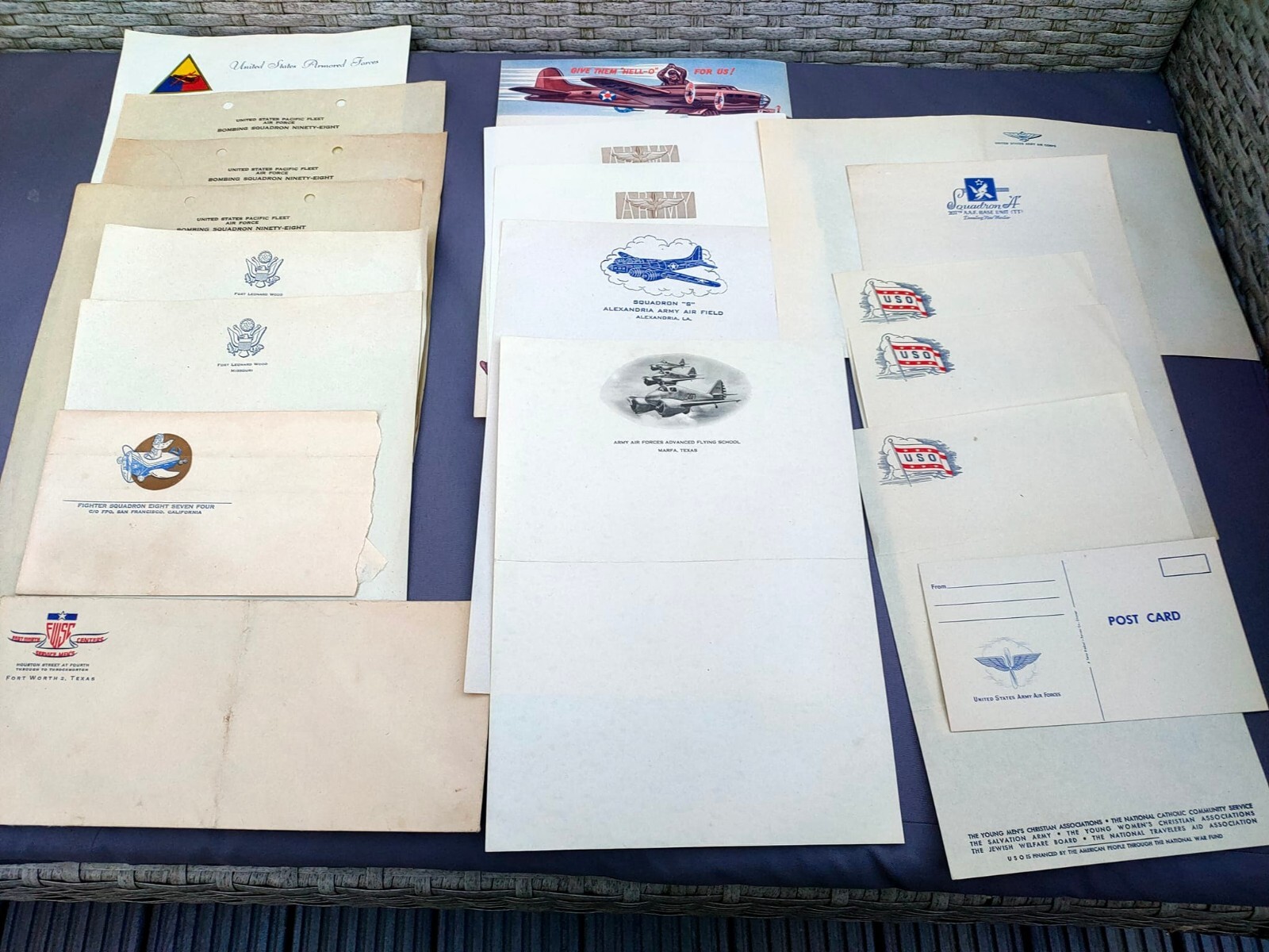 Collection of WW2 US Armed Forces headed writing paper.Army, USAAF ...