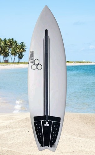 5'8" CHANNEL ISLANDS white "ROCKET WIDE" spine-tek SURFBOARD shortboard ...