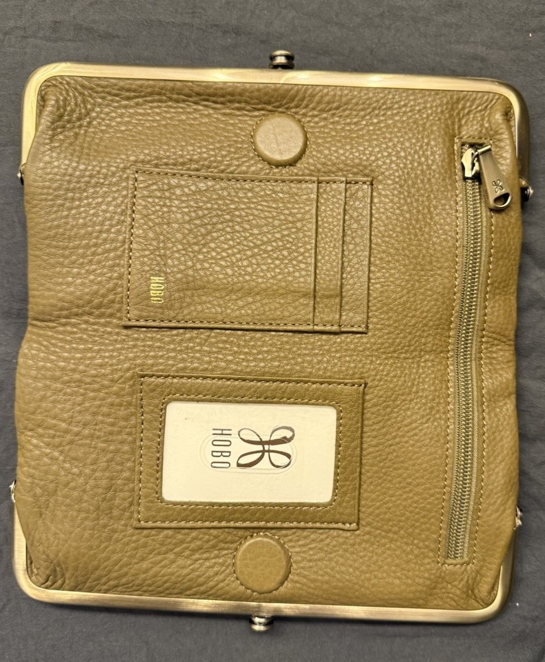 Hobo Lauren’s Leather Clutch Double Frame Wallet - Olive | eBay