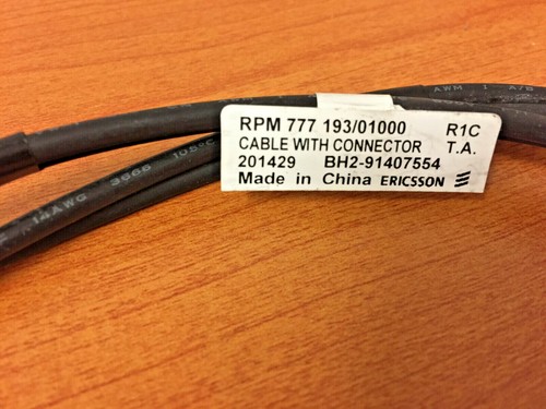 Ericsson DC Power Cable Assembly With Connectors RPM 777 193/01000 R1C ...