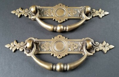 2 Antique Style Ornate Victorian Brass Drawer Handles Pulls (2-3/4 ...