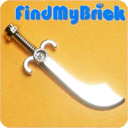W046A Lego Minifigure Weapon - Sword Scimitar - Chrome Silver from 7074 ...