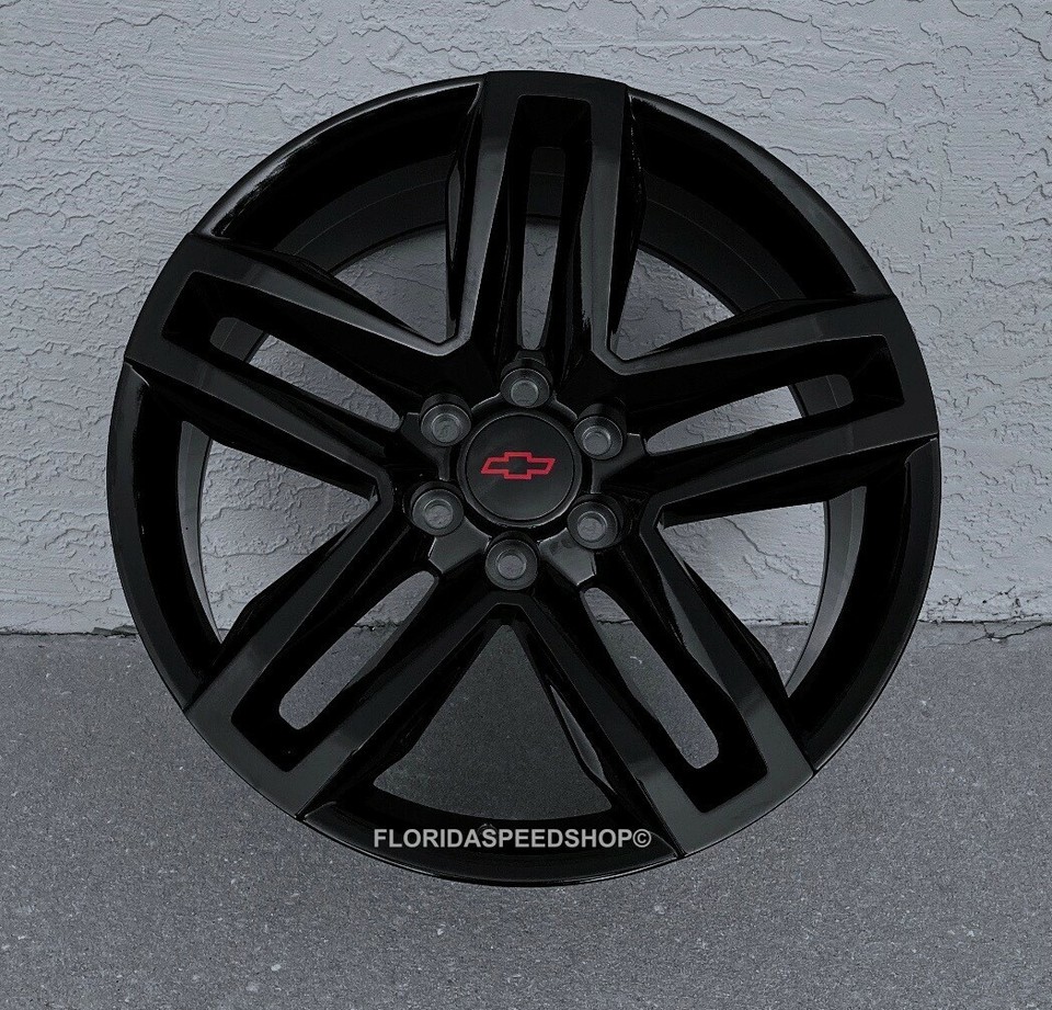 GLOSS BLACK TRAIL BOSS WHEELS SET 20X9" FITS: 2000-2025 CHEVY SILVERADO ...