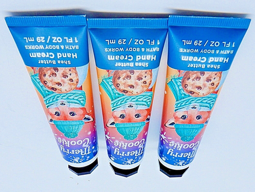 3 BATH & BODY WORKS MERRY COOKIE SHEA BUTTER MOISTURE HAND CREAM 1oz ...