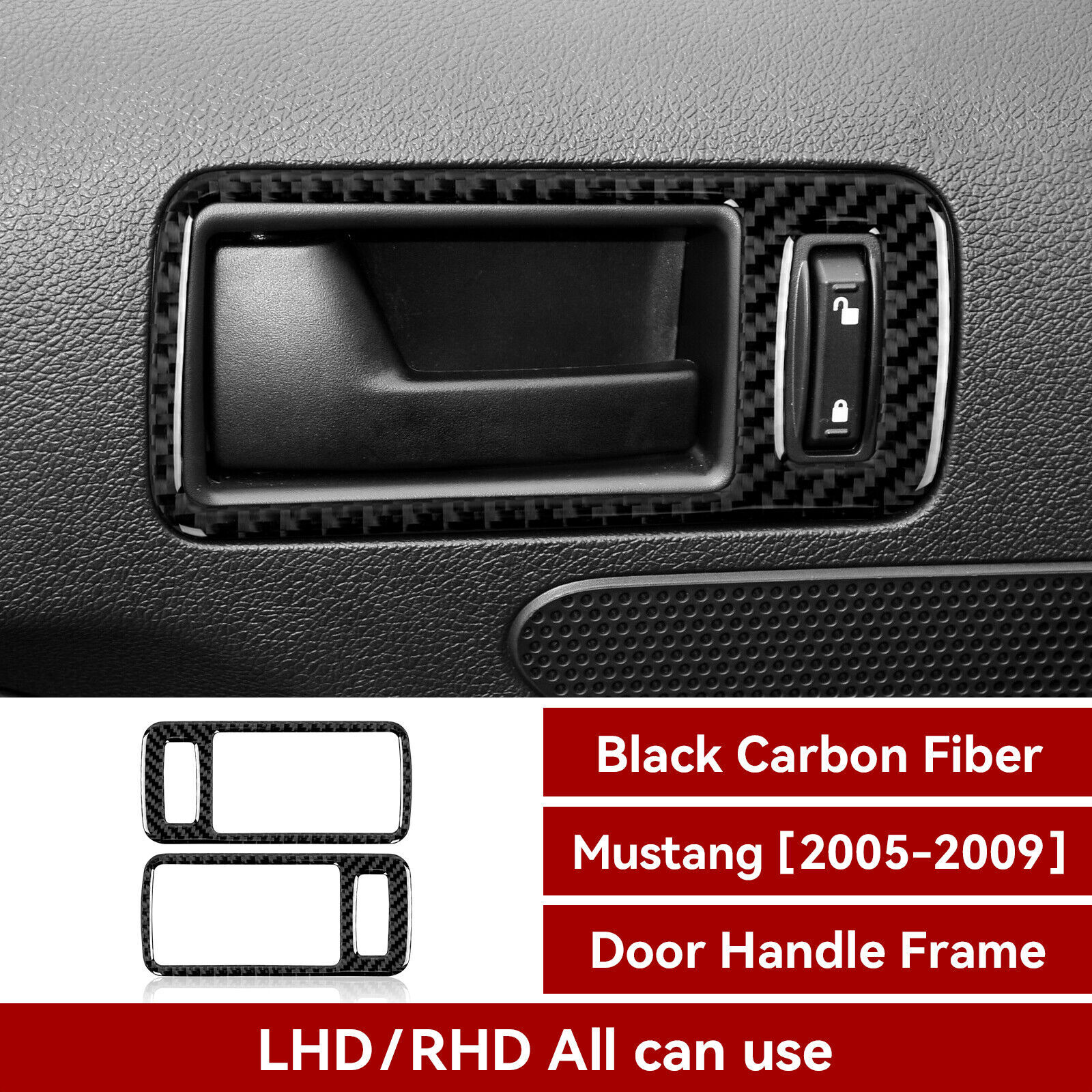 22Pcs Carbon Fiber Interior Trim Cover Black Fits Car Ford Mustang 2005 ...