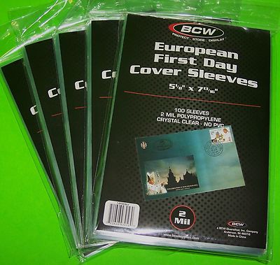 500 EUROPEAN FIRST DAY COVER POLY 2 MIL SLEEVES, CRYSTAL CLEAR - BCW ...