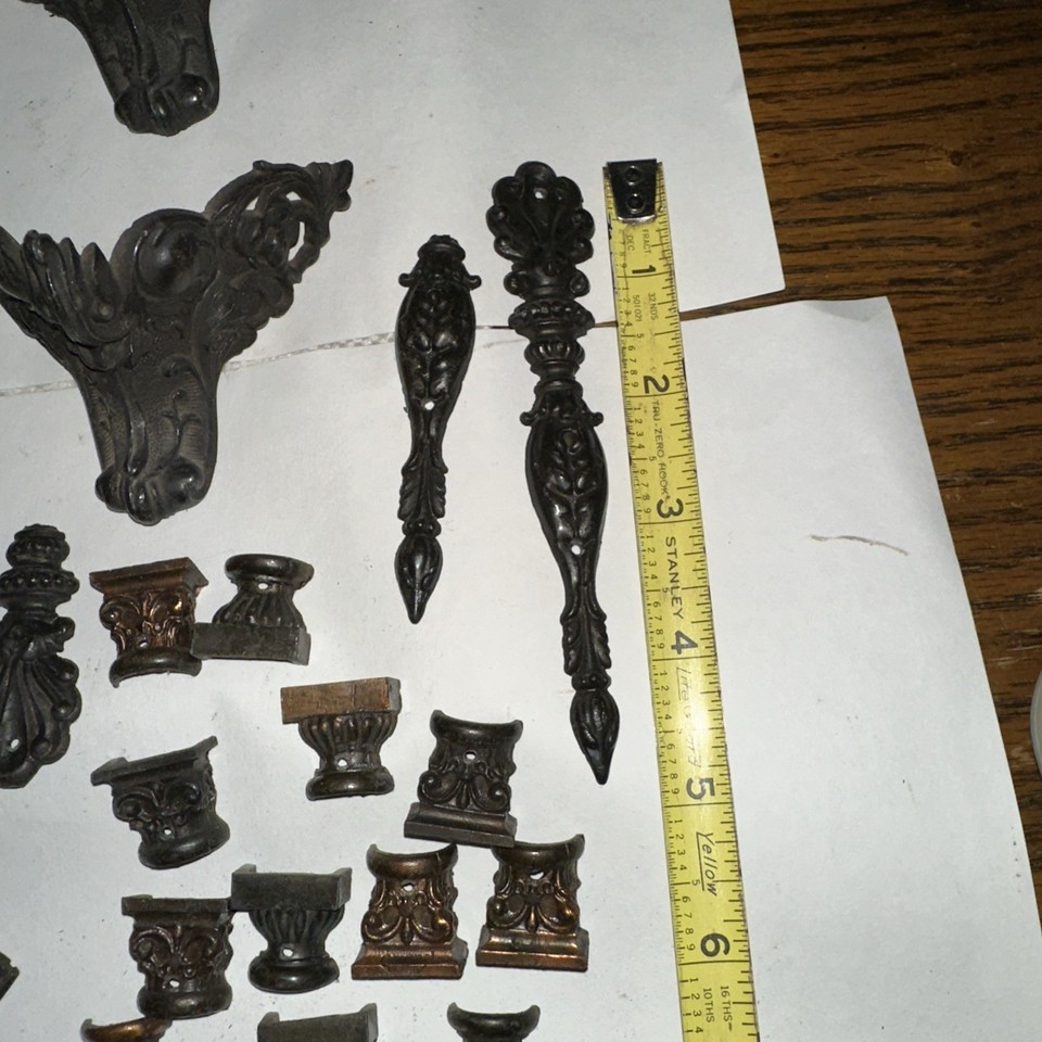 Antique Lot Clock Parts Gongs,Pillars, Lions, Feet+ | eBay