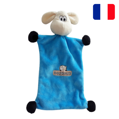 Doudou Plat Peluche Beryl Brioche Mouton Bleu Blanc Noir Norme CE Neuf ...