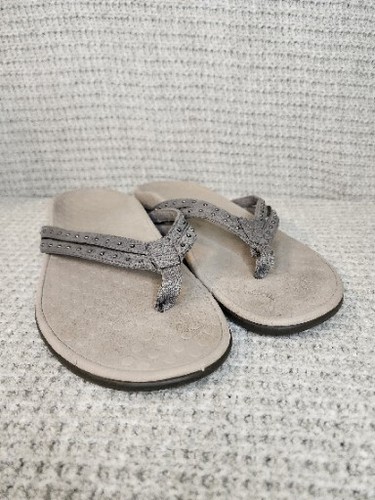 Vionic Sandals Womens Grey Studded Flip Flops T-Strap TASHA TVW5689 | eBay