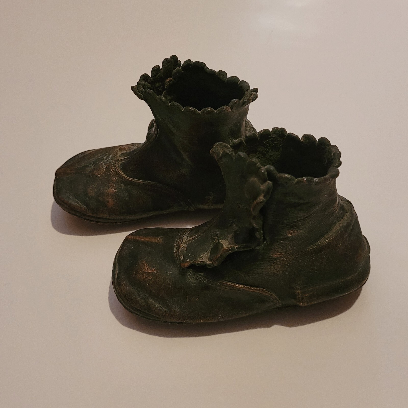 Antique Victorian Pair Child Bronze Button Shoes - Gem