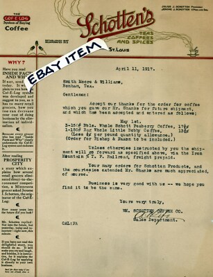 1917 SCHOTTEN Julius Jerome TEA COFFEE SPICES Missouri ST. LOUIS ...