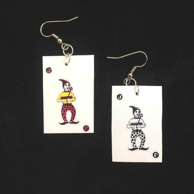 Funky JOKER PLAYING WILD CARDS EARRINGS-Lucky Casino Poker Rummy ...