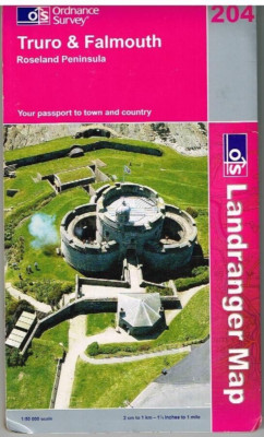 Ordnance Survey Landranger map Truro Falmouth branch line River Fal ...