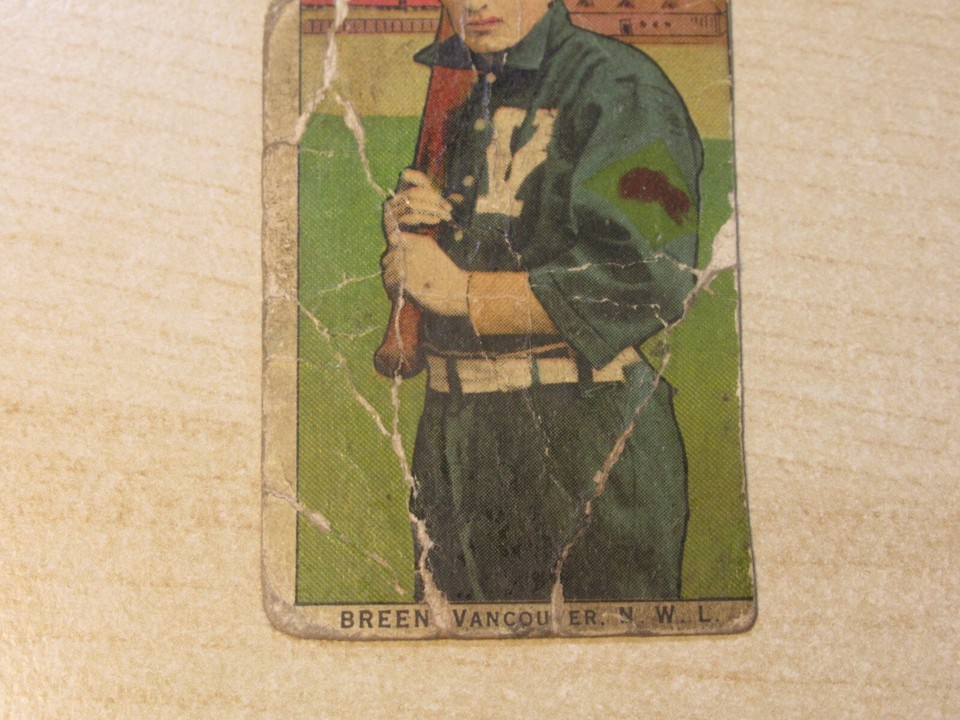 1909 - 1911 DICK BREEN VANCOUVER BEAVERS OBAK BACK T212 TYPE 2 TOBACCO ...